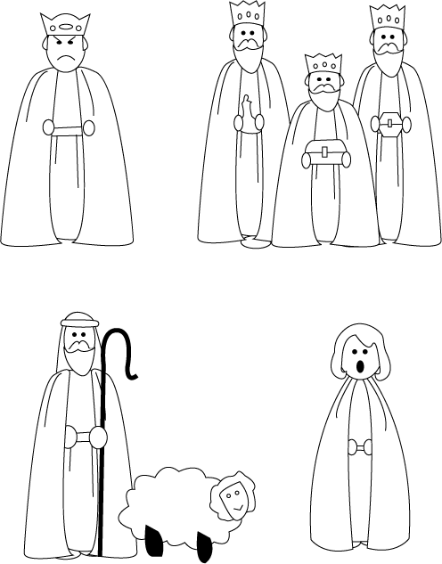Nativity Scene Cutouts For Coloring Coloring Pages